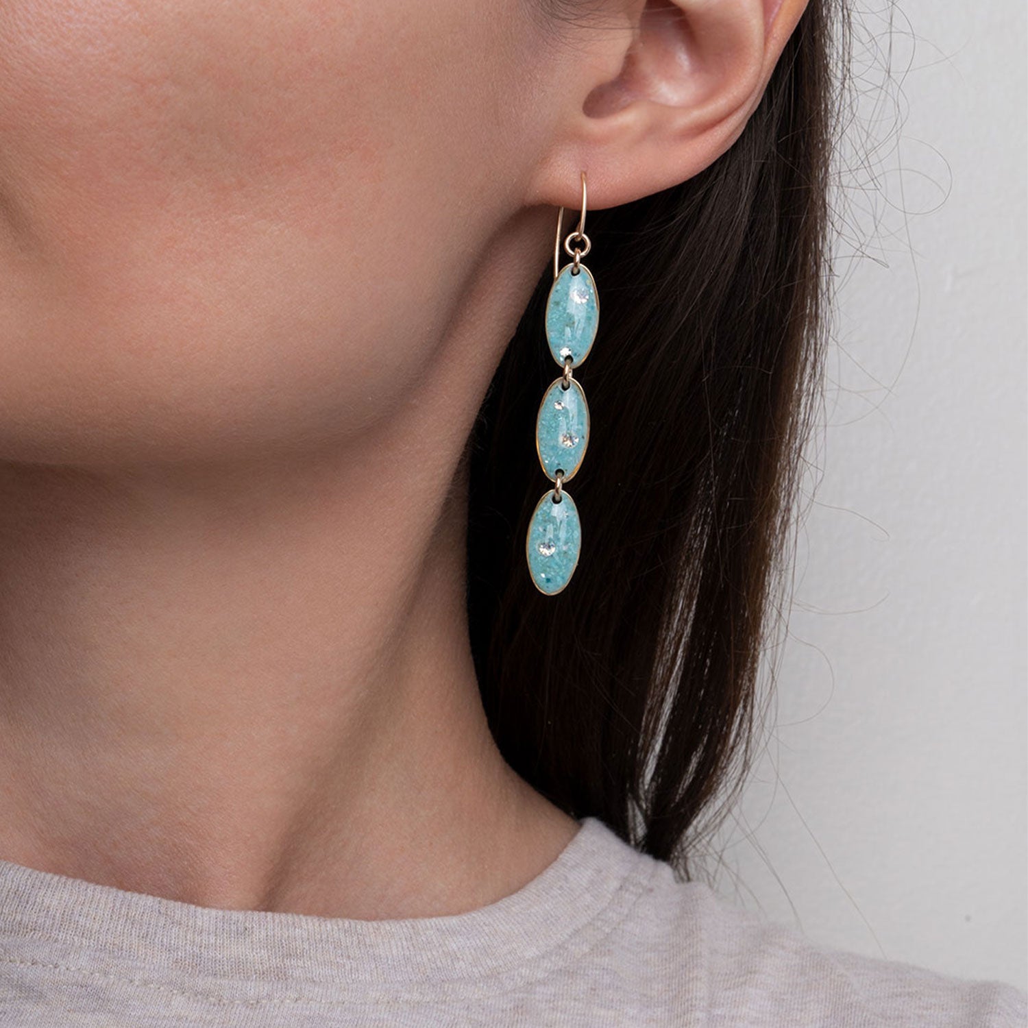 Kate Koel Long Oval Blue Earrings